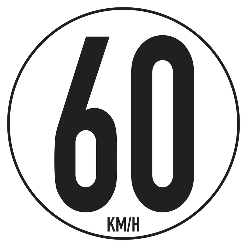 Speed Limit Disc 60 KM/H Truck Adhesive Sticker 20cm Approved